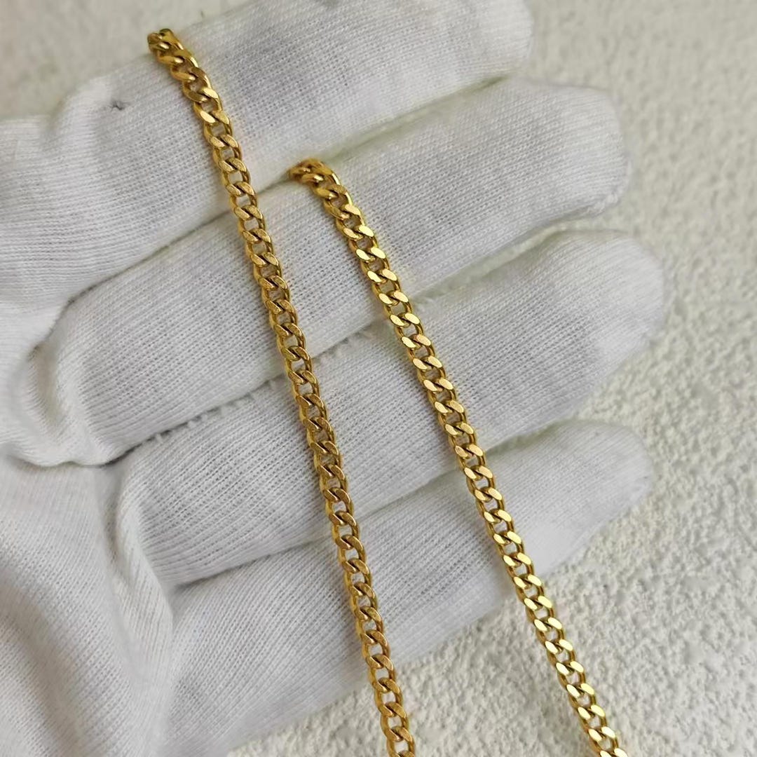 Gold Plated Titanium Cuban Link Chain Necklace (3.5 MM, 23.62") - Etsy