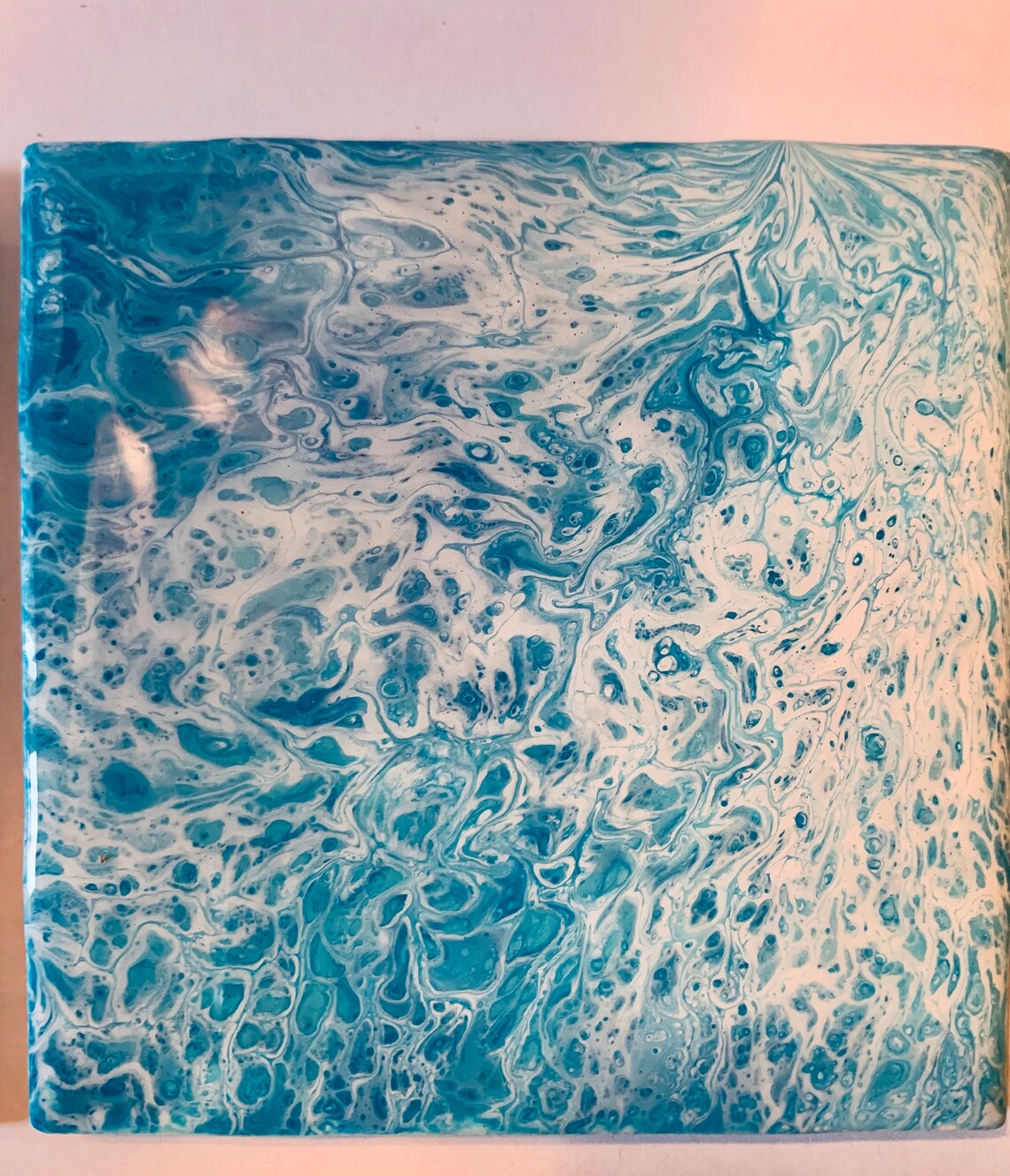 Ocean Wave Inspired Set of 4 Resin Ceramic Tile Coasters - Etsy