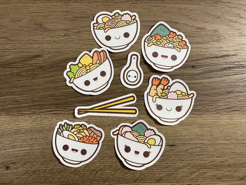 Kawaii Ramen Bowl Sticker Pack Cute Fun Stickers - Etsy
