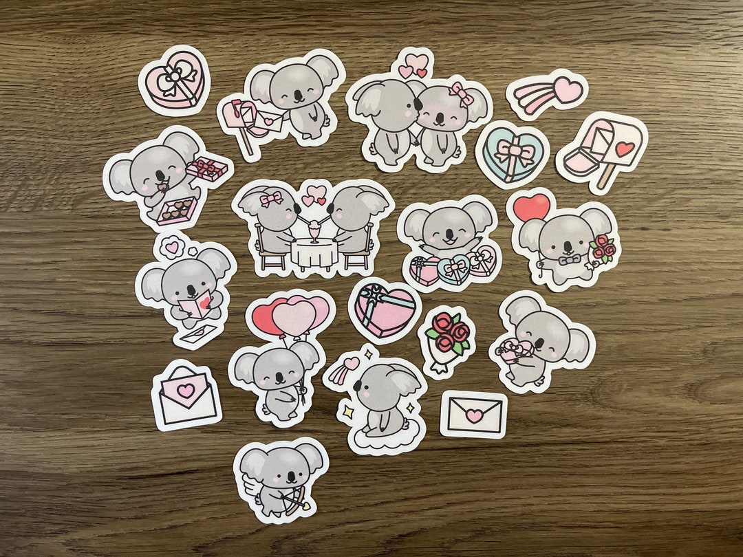 Kawaii Valentine Koalas Sticker Pack | Cute | Fun Stickers | Stickers ...