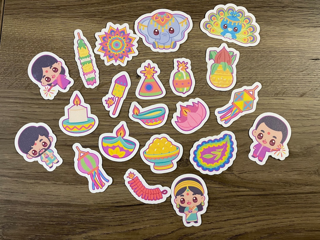 Kawaii Diwali Sticker Pack | Cute | Fun Stickers | Holiday Stickers ...