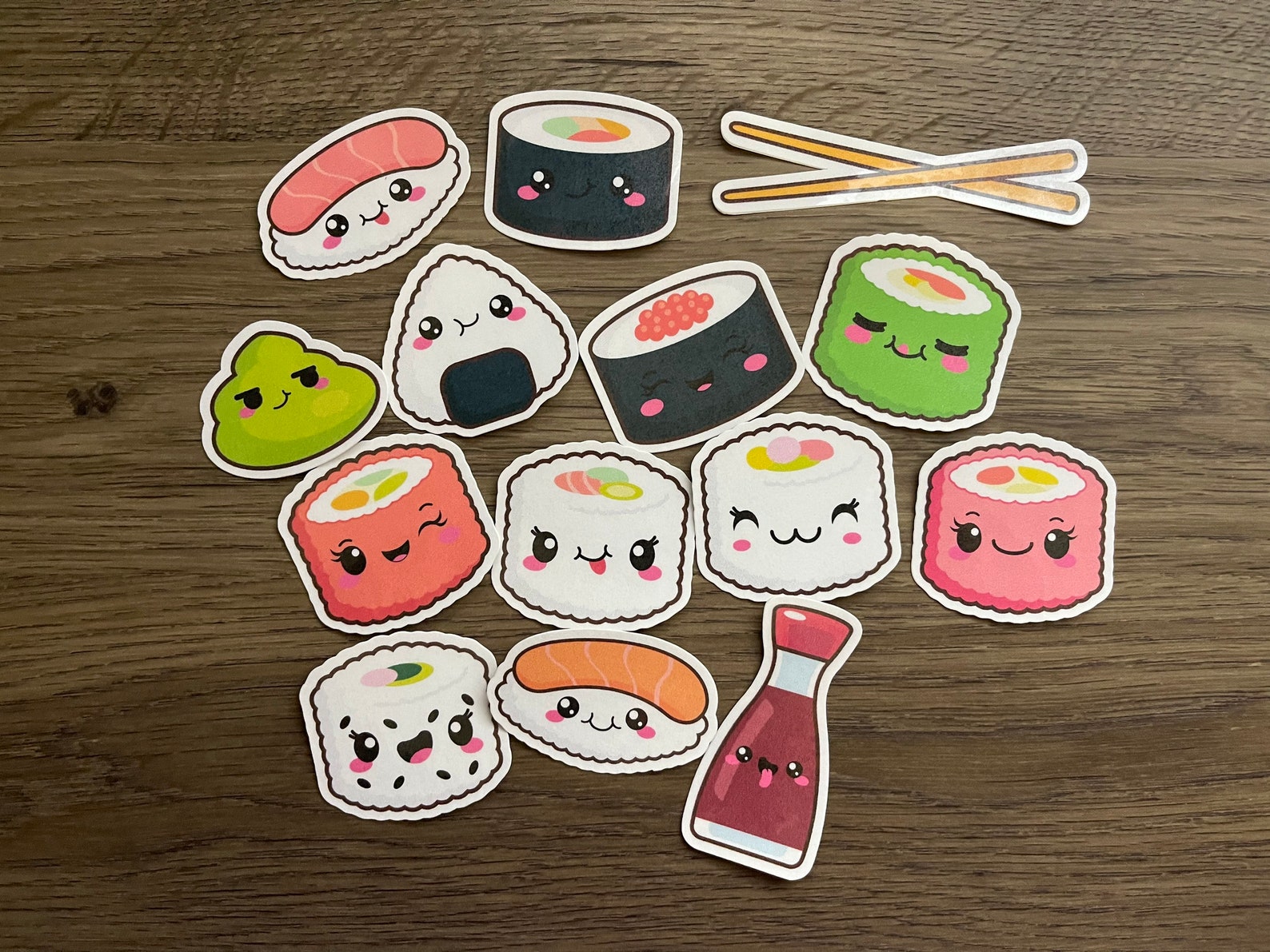 Kawaii Sushi Sticker Pack Cute Fun Stickers Stickers - Etsy