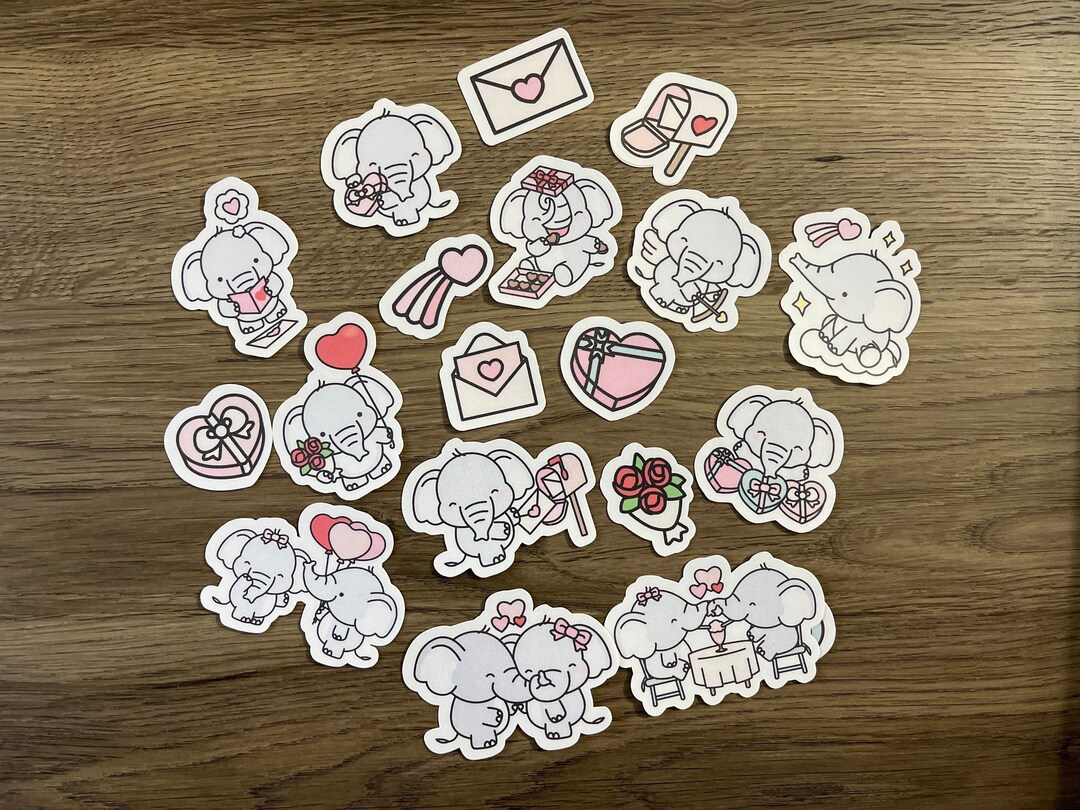 Valentine Elephants Sticker Pack | Cute | Fun Stickers | Stickers ...