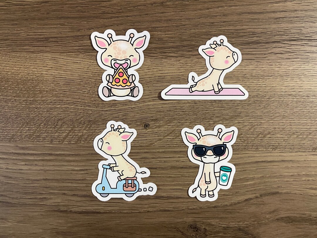 Giraffes Doing Fun Things Sticker Pack Cute Fun Stickers Stickers Gift ...