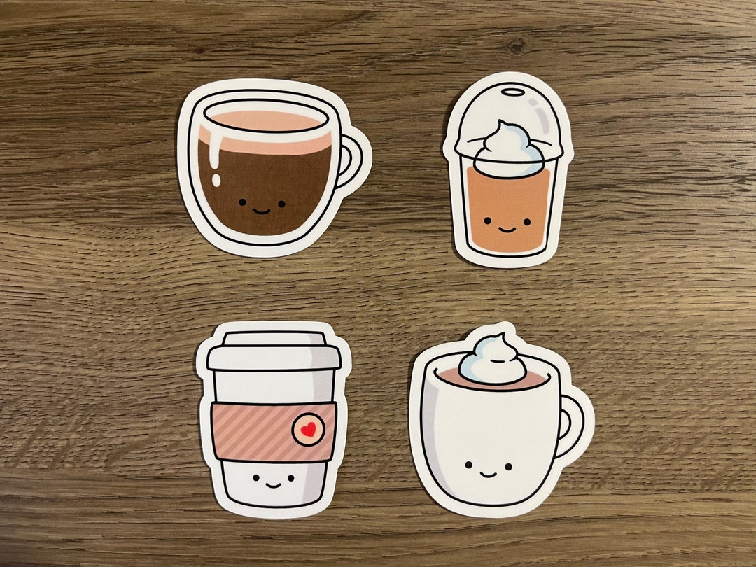 Cute Coffee and Tea Kawaii Waterproof Sticker Pack | Cute | Fun ...