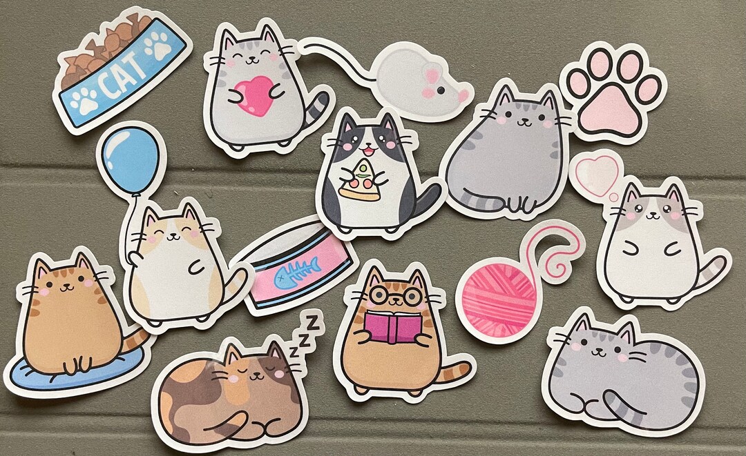 Cute Kawaii Playful Cats Sticker Pack | Cute | Fun Stickers | Stickers ...