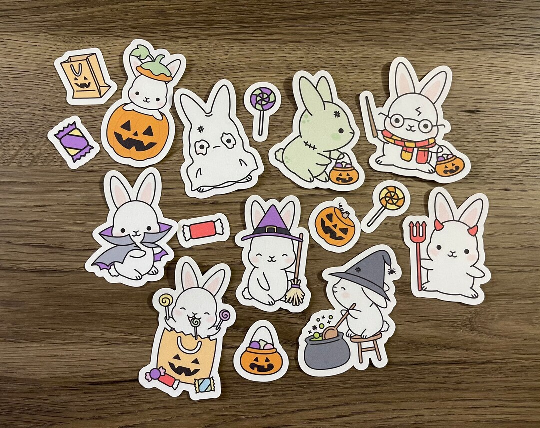 Kawaii Halloween Bunnies Sticker Pack | Cute | Fun Stickers | Stickers ...