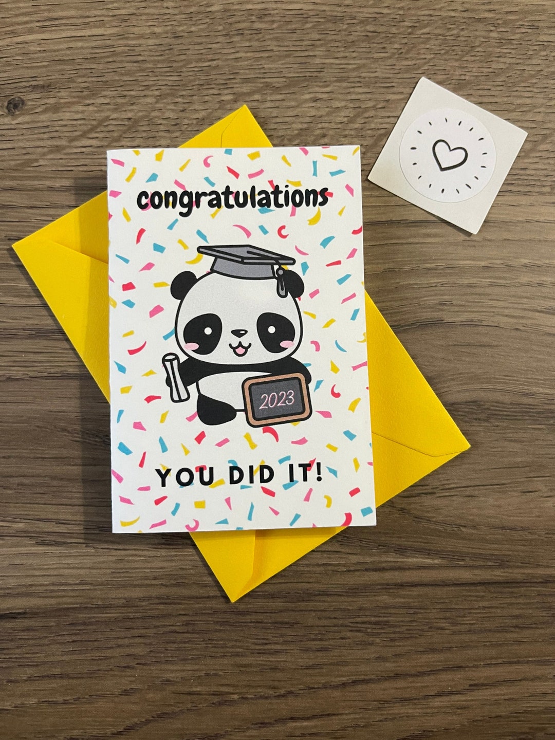 Mini Panda Graduation Card | 2.5'' X 3.5" Card Size | Set of Card and ...