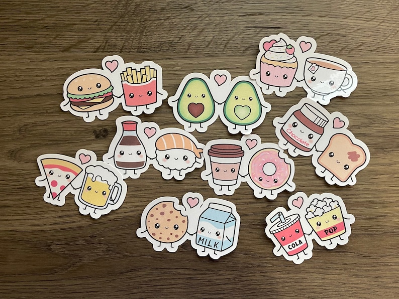Perfect Match Food Kawaii Sticker Pack Cute Fun Stickers - Etsy