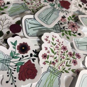 Flower Jar Sticker Pack Cute 4 Flower Jar Stickers Gift | Etsy