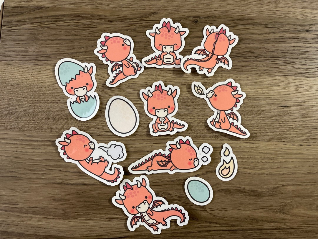 Kawaii Red Dragons Sticker Pack | Cute | Fun Stickers | Stickers | Gift ...