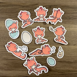 Kawaii Red Dragons Sticker Pack | Cute | Fun Stickers | Stickers | Gift ...