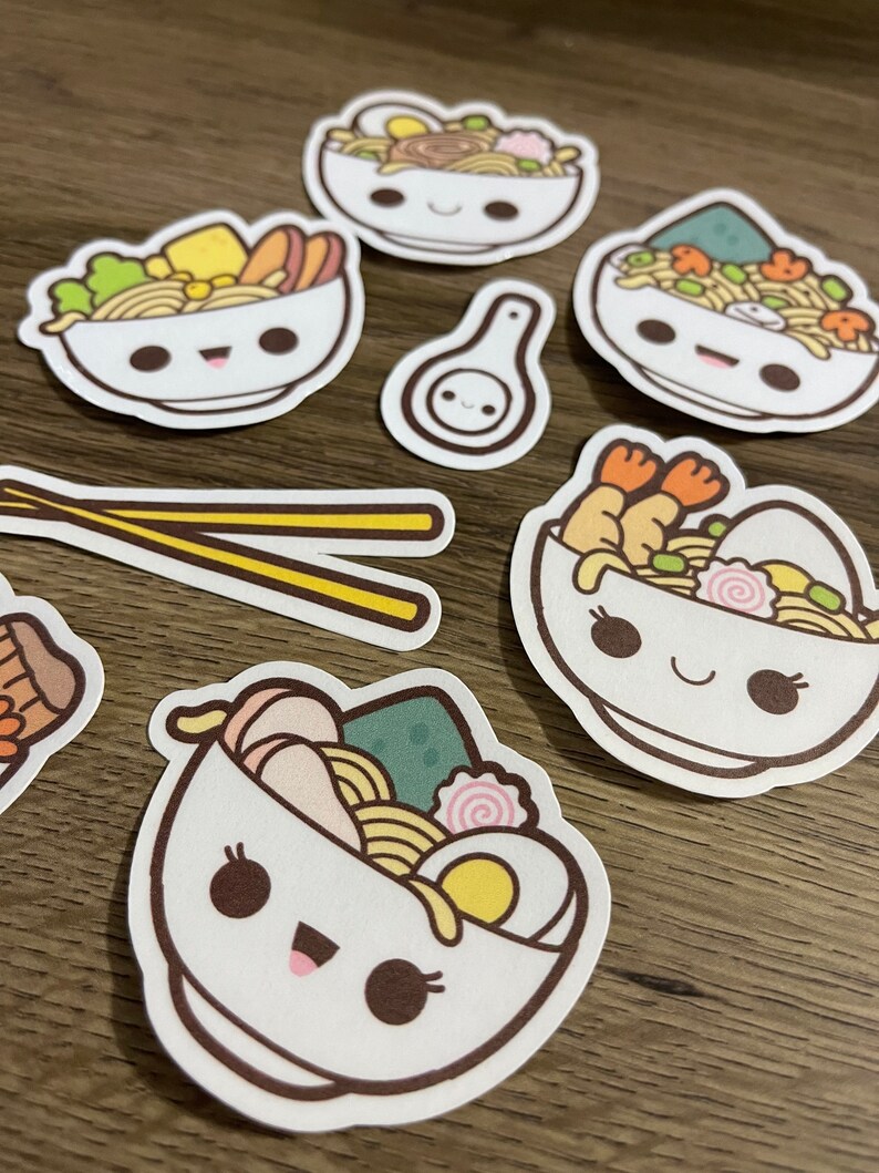 Kawaii Ramen Bowl Sticker Pack Cute Fun Stickers - Etsy