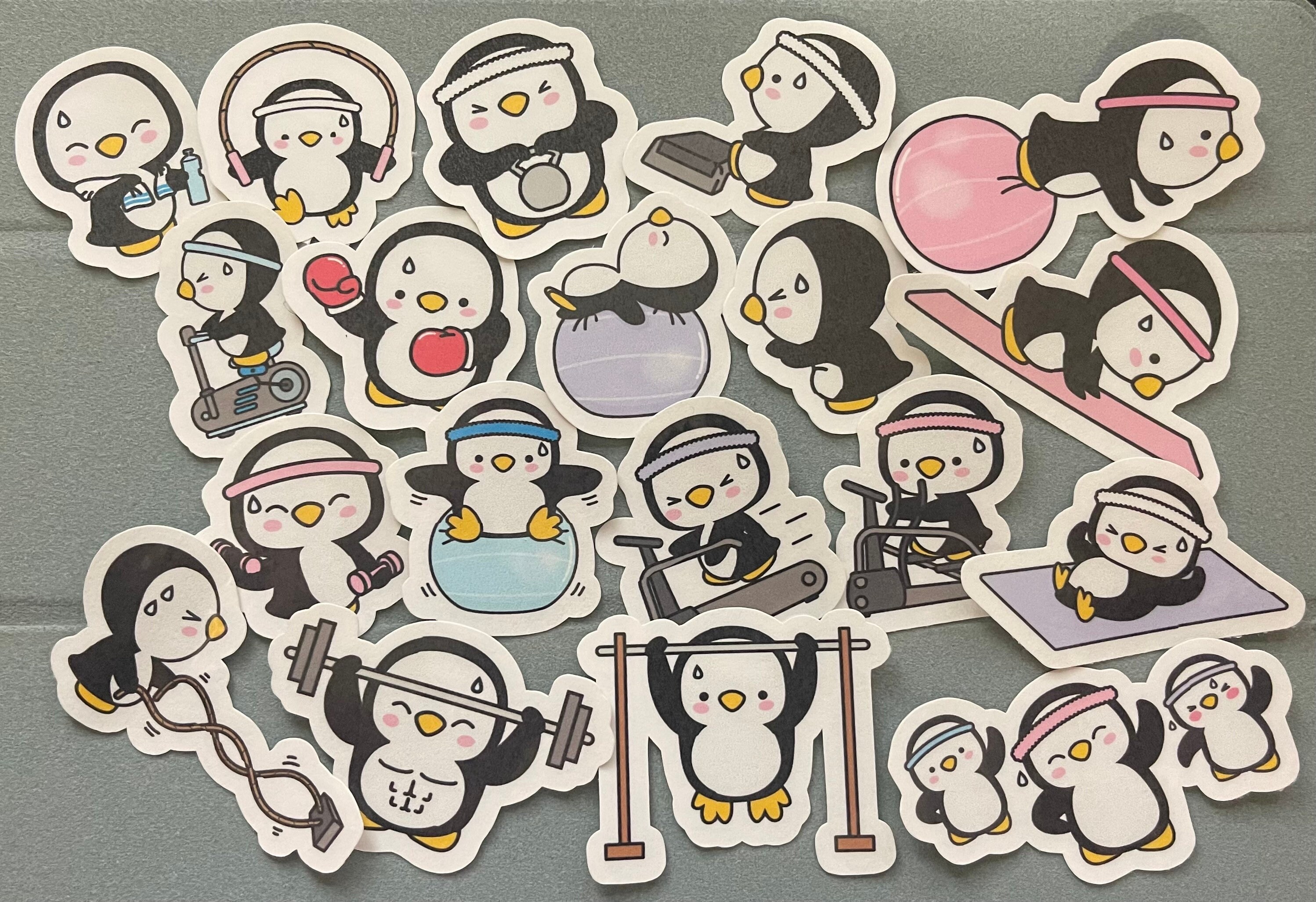 Cute Penguins Working Out Sticker Pack Cute Fun Stickers | Etsy