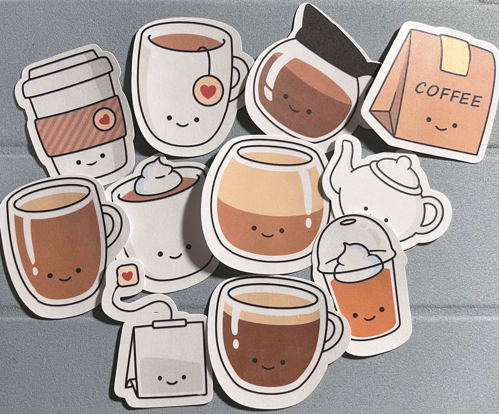 Cute Coffee and Tea Kawaii Sticker Pack Cute Fun Stickers | Etsy