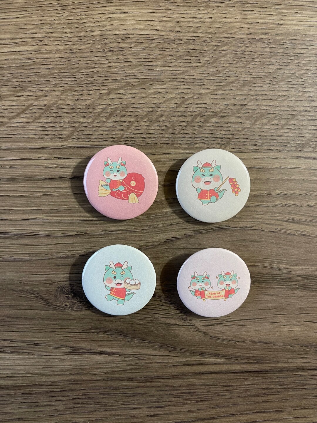 Cute Lunar Year 2024 Pins or Magnets 4 Pack of Pins or Magnets 1.25 ...