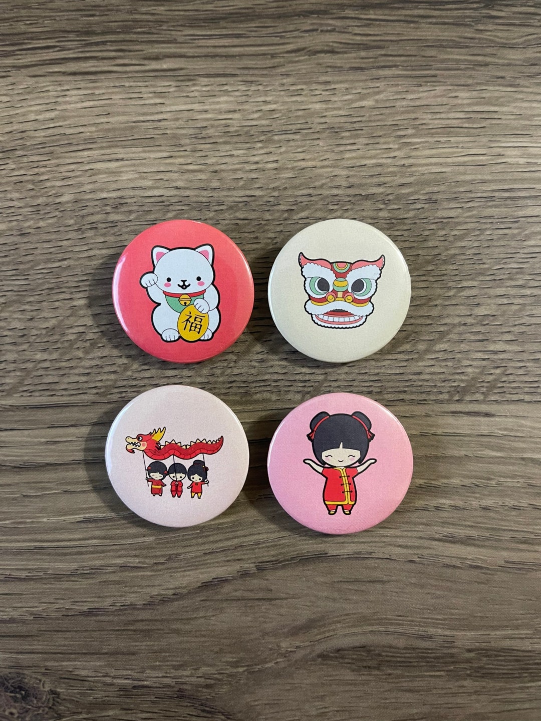 Cute Lunar New Year Pins or Magnets | 4 Pack of Pins or Magnets| 1.25 ...