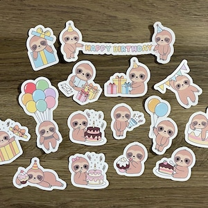 Happy Birthday Sloth Sticker Pack | Cute | Fun Stickers | Gift for Her ...