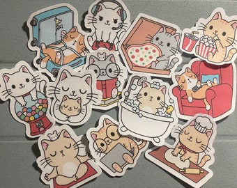 Happy Birthday Cat Sticker Pack Cute Fun Stickers | Etsy