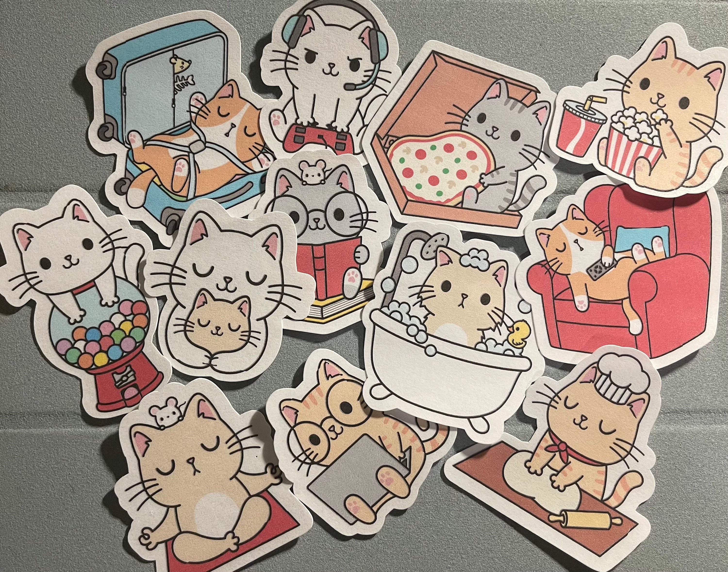 Funny Cat Sticker Pack Cute Fun Stickers Approx 2 x | Etsy