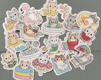 Happy Birthday Cat Sticker Pack Cute Fun Stickers | Etsy