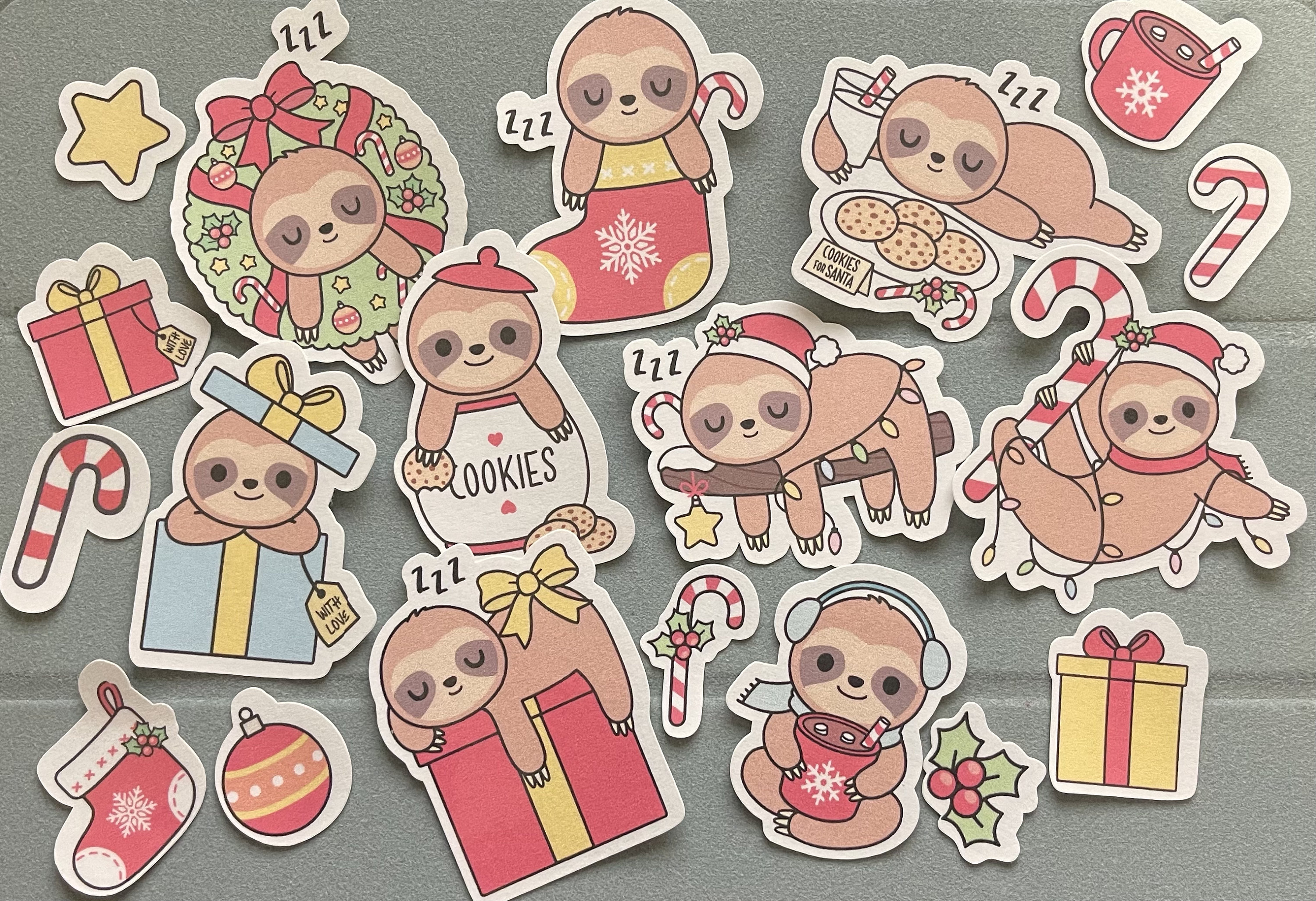 Merry Slothmas Sticker Pack Cute Sloth Stickers Fun | Etsy