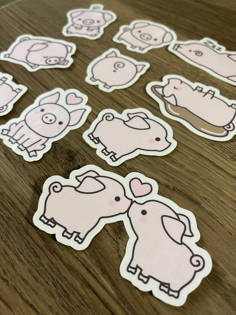 Cute Kawaii Pigs Sticker Pack Cute Fun Stickers Stickers - Etsy