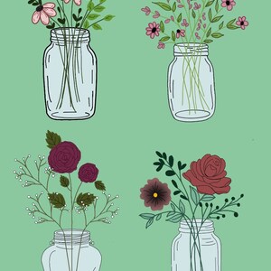 Flower Jar Sticker Pack Cute 4 Flower Jar Stickers Gift | Etsy