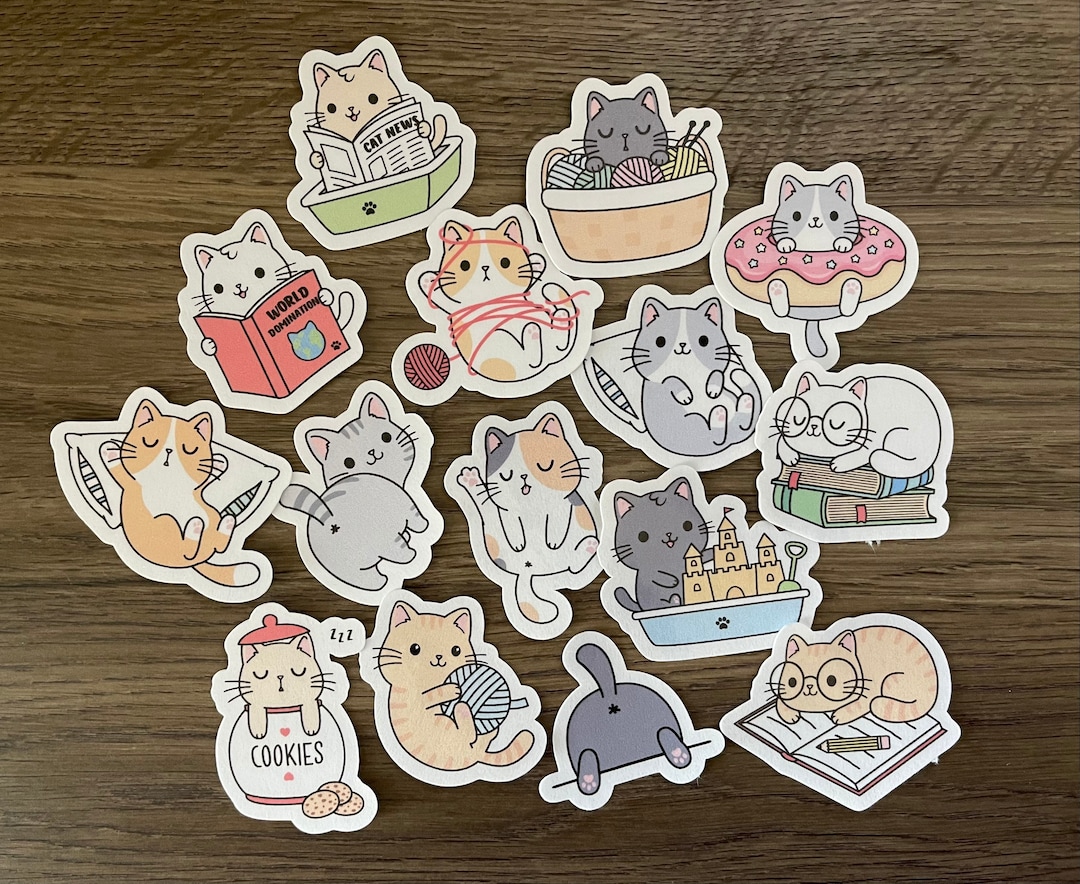 Cute Kawaii Cat Sticker Pack | Cute | Fun Stickers | Stickers | Gift ...