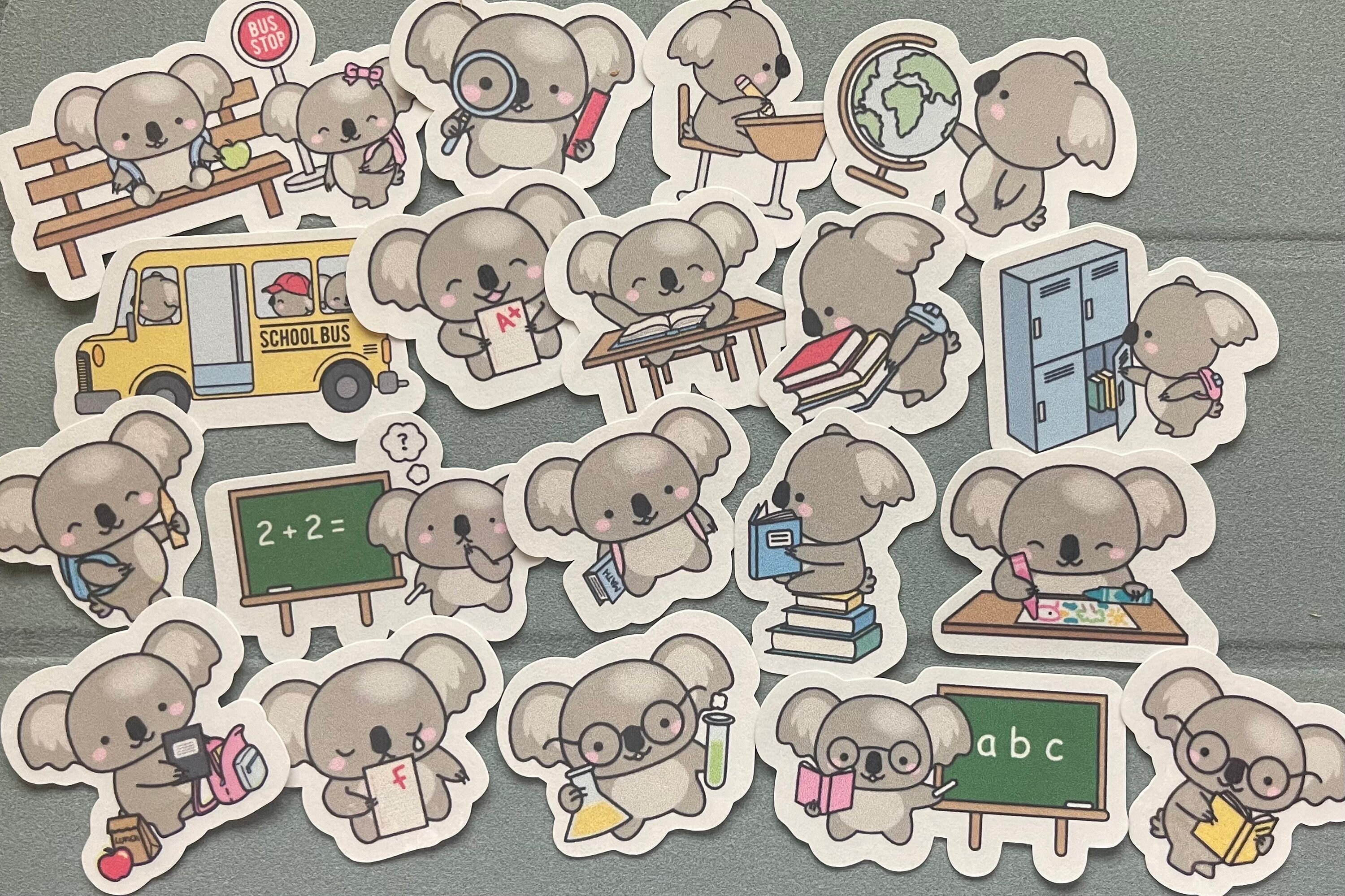 Kawaii Koalas in School Sticker Pack Cute Fun Stickers | Etsy