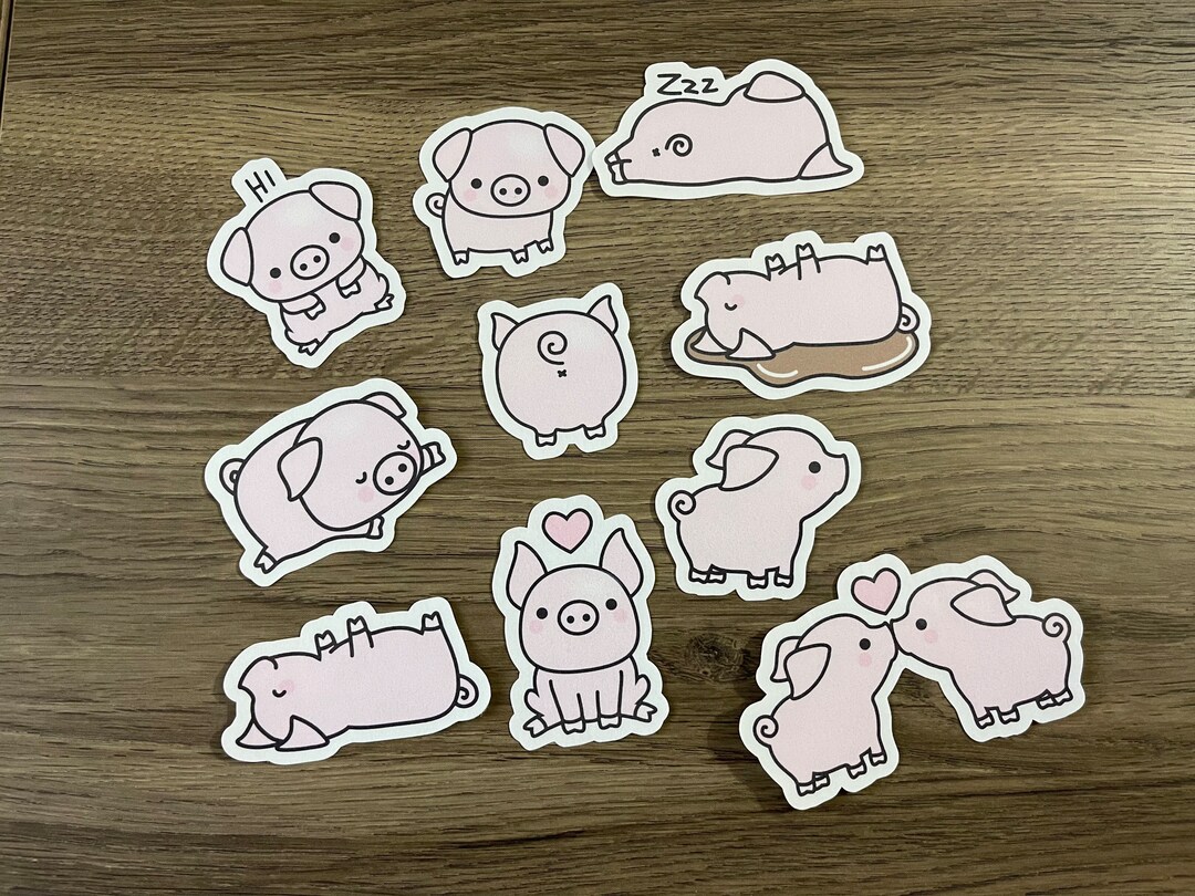 Cute Kawaii Pigs Sticker Pack | Cute | Fun Stickers | Stickers | Gift ...
