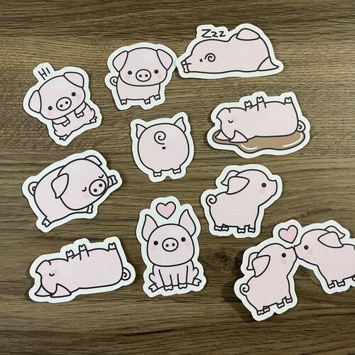 Cute Kawaii Pigs Sticker Pack Cute Fun Stickers Stickers - Etsy