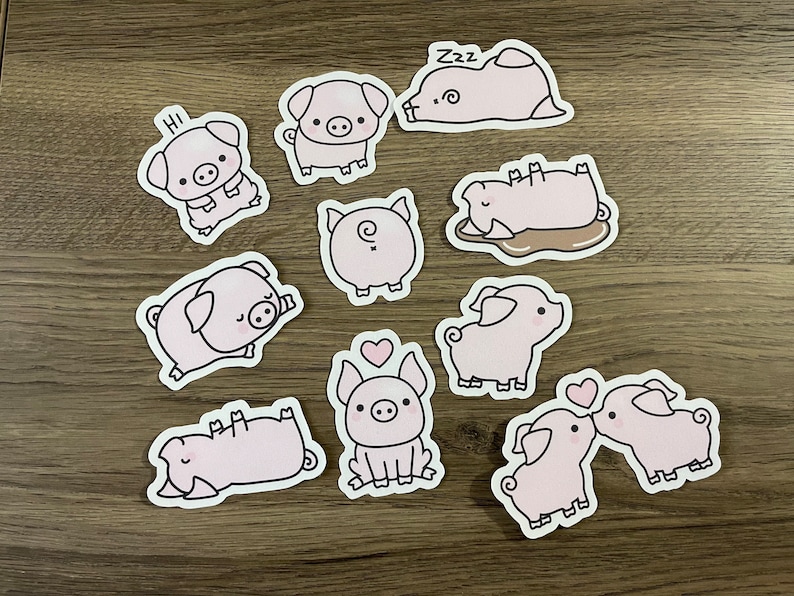 Cute Kawaii Pigs Sticker Pack Cute Fun Stickers Stickers - Etsy