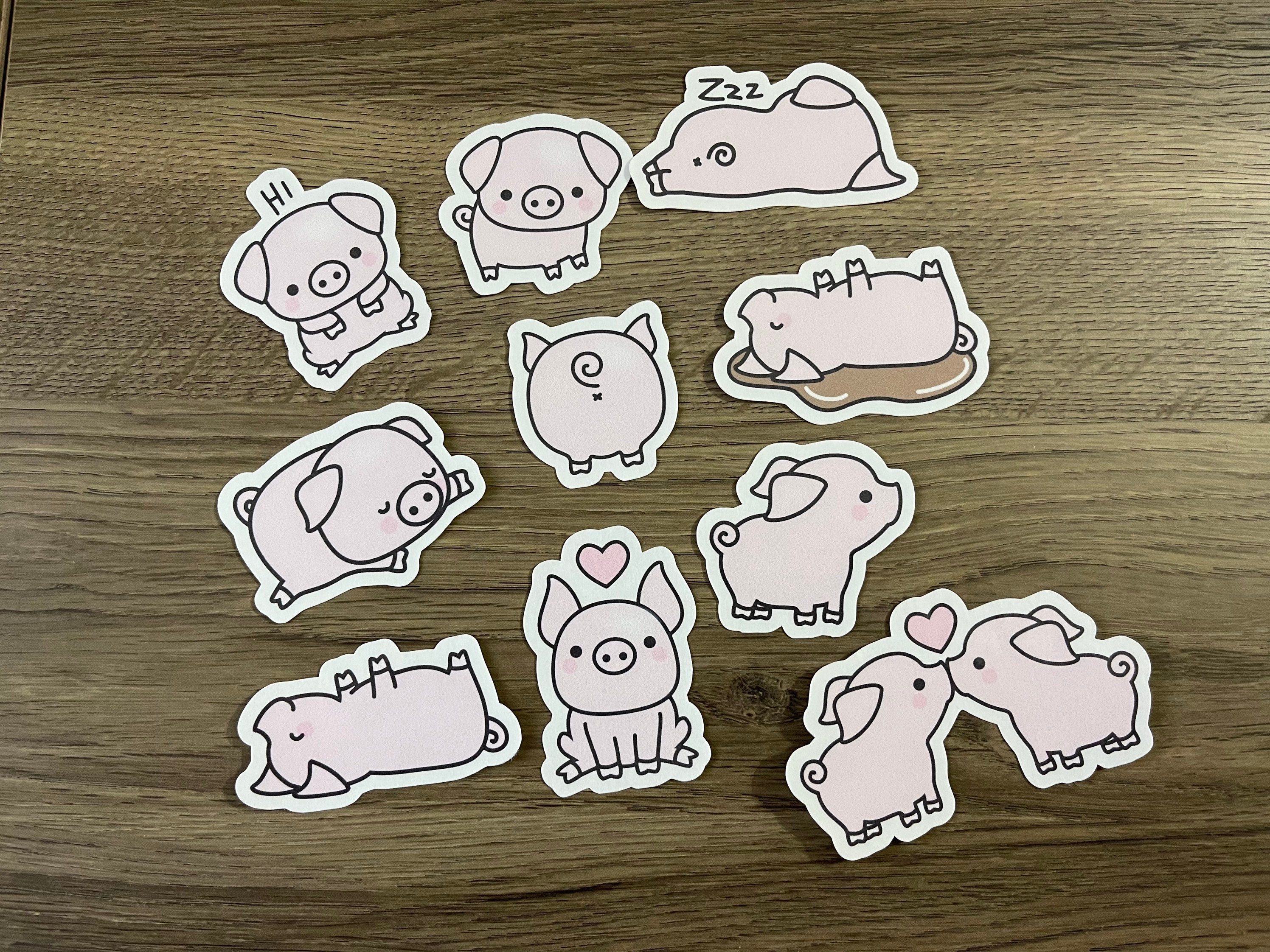 Cute Kawaii Pigs Sticker Pack Cute Fun Stickers Stickers - Etsy