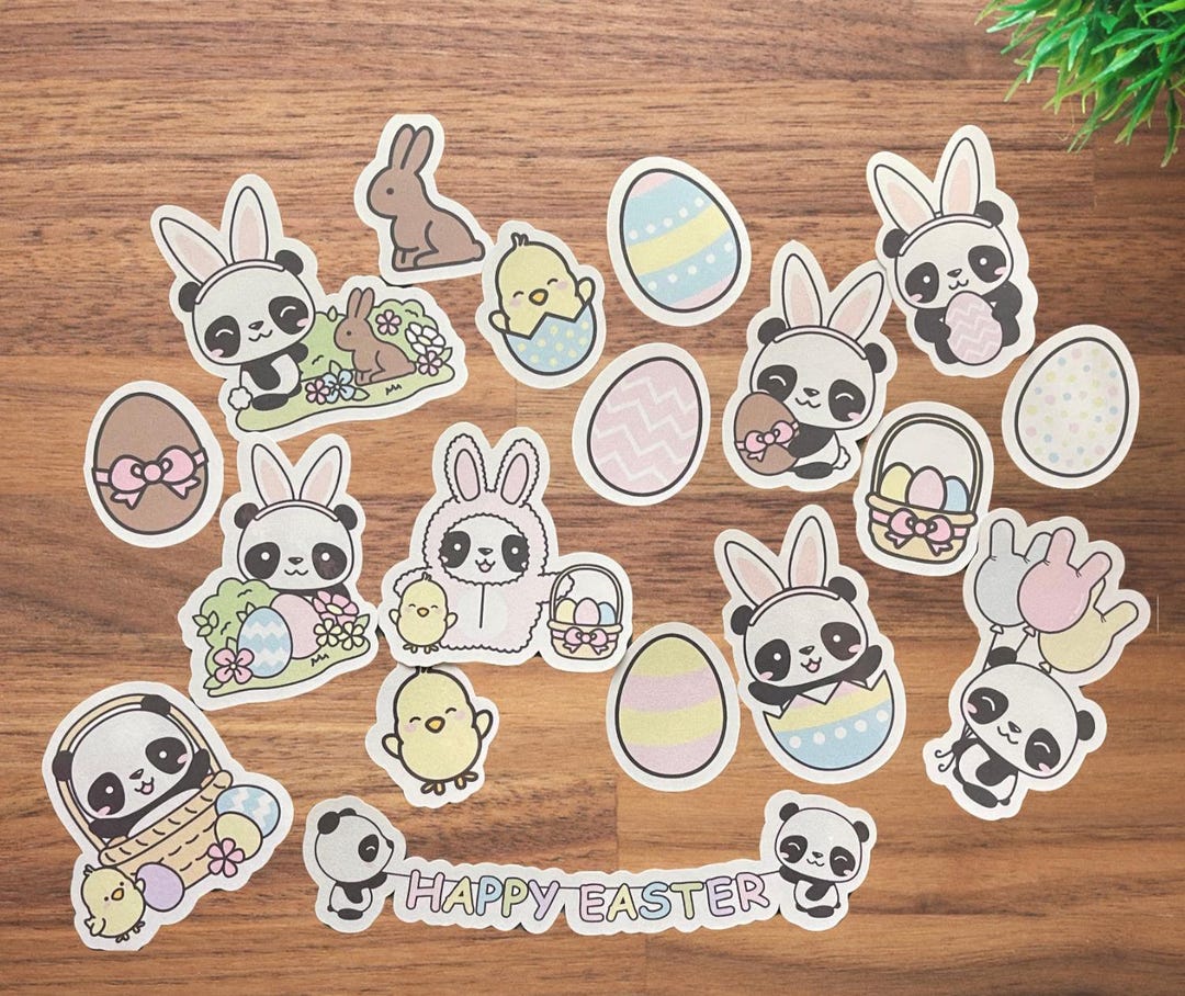 Easter Panda Sticker Pack | Spring Celebration Decorations | Cute ...
