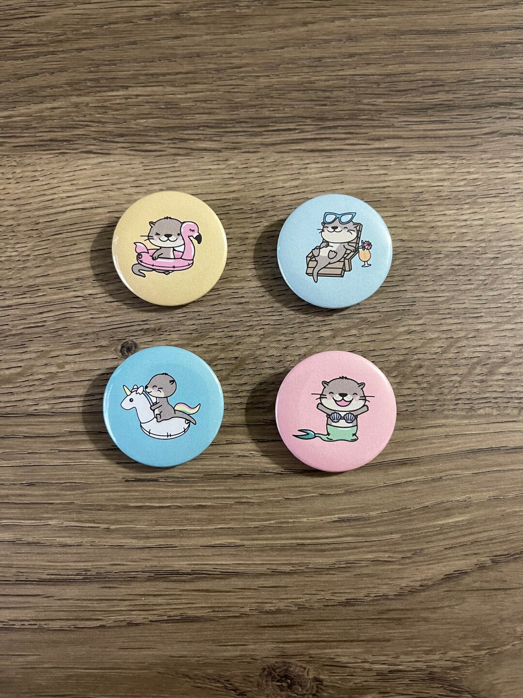 Otters in Summertime Pins or Magnets 4 Pack of Pins or - Etsy