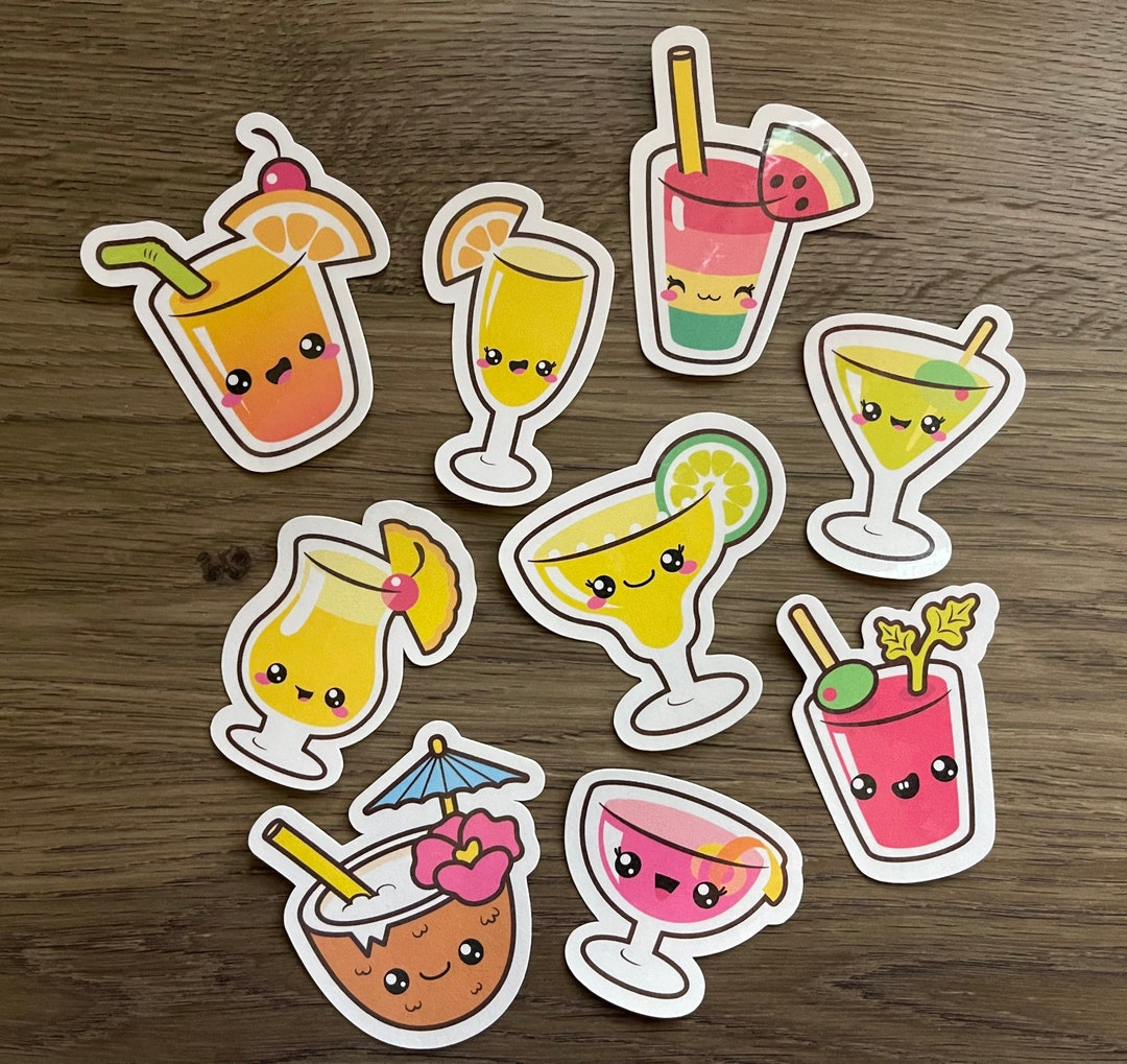 Cute Kawaii Drinks Sticker Pack | Cute | Fun Stickers | Stickers | Gift ...