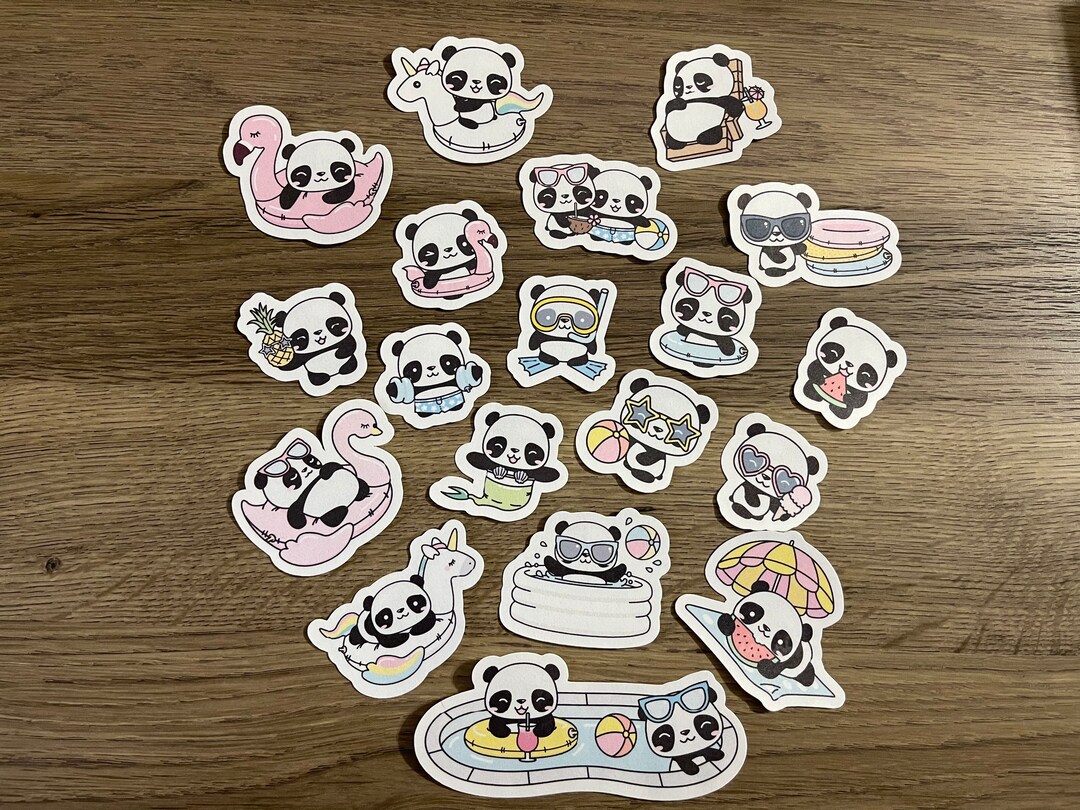 Kawaii Pandas in Summertime Sticker Pack | Cute | Gift for Her ...
