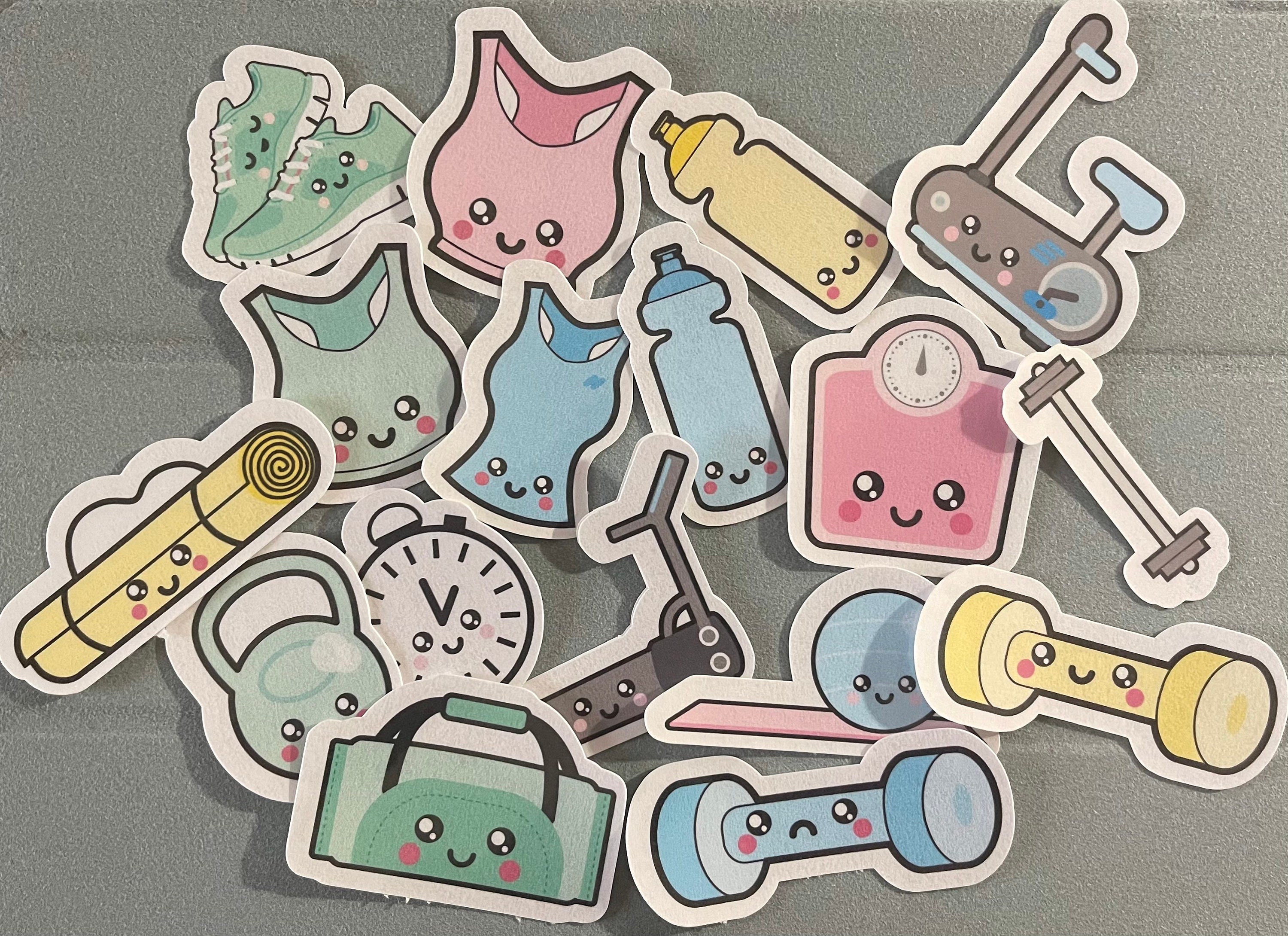 Cute Kawaii Workout Sticker Pack Cute Fun Stickers | Etsy
