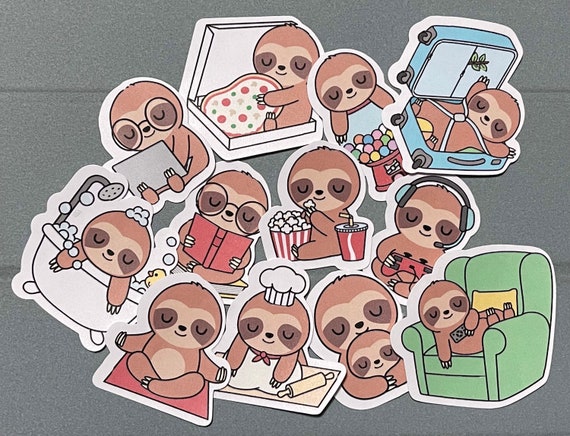 Funny Sloth Sticker Pack Cute Fun Stickers Approx 1.5 X | Etsy