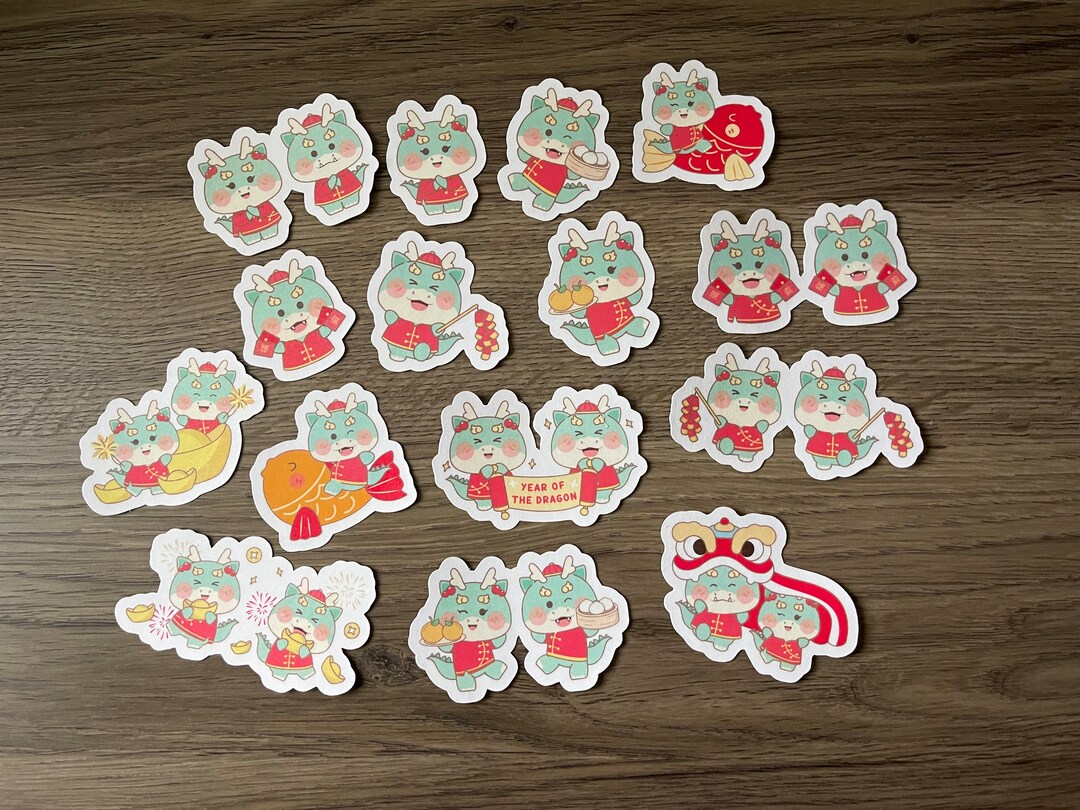 2024 Lunar New Year Kawaii Sticker Pack Cute Fun Stickers Stickers Gift ...