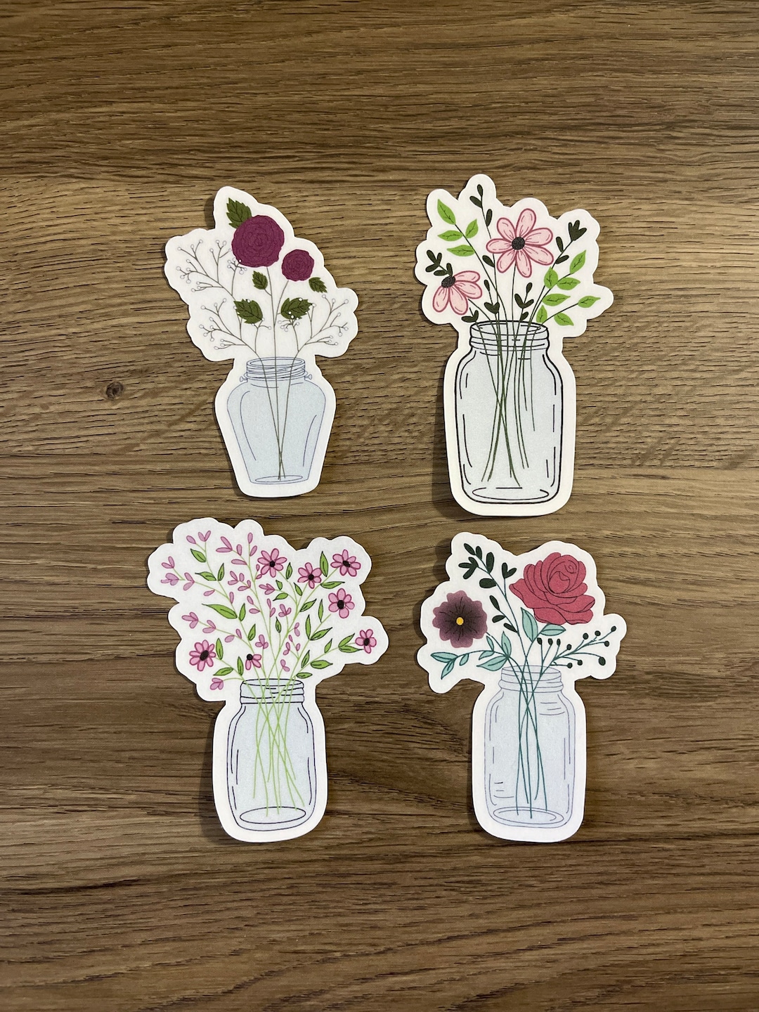 Flower Jar Sticker Pack | Cute | 4 Flower Jar Stickers | Gift for Her ...