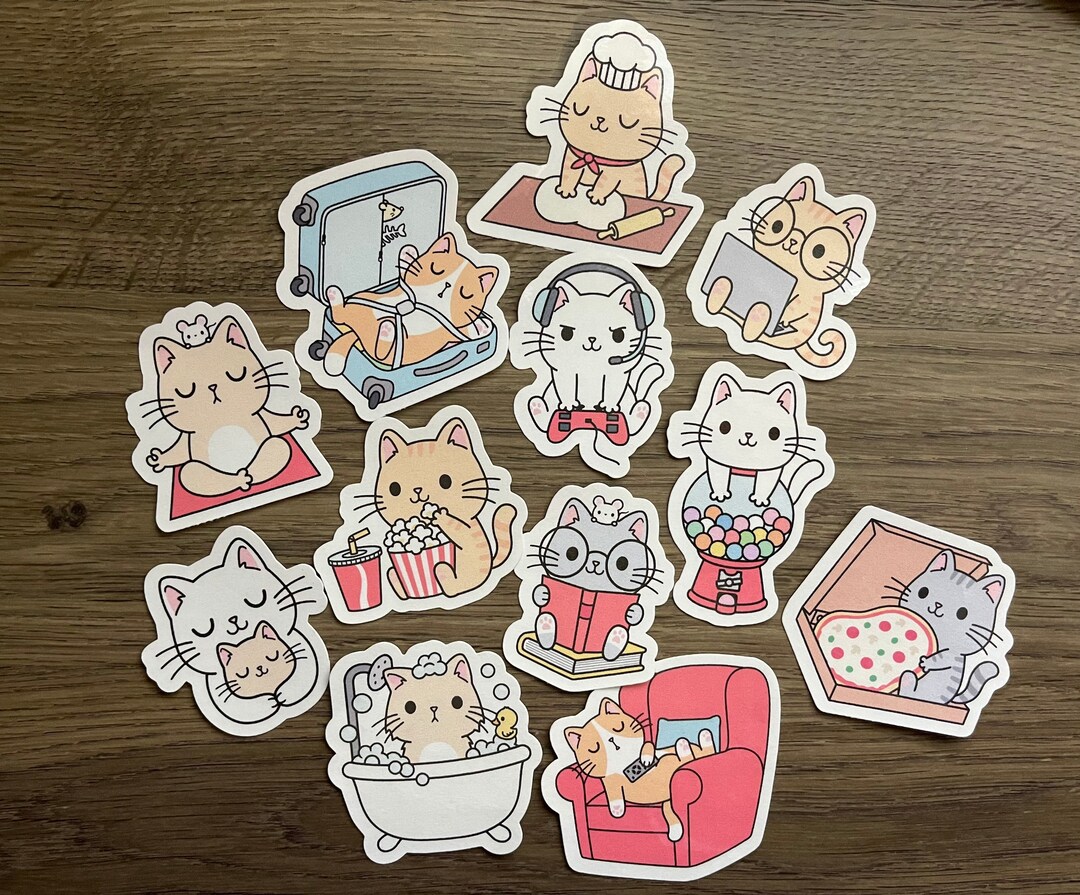 Funny Cat Sticker Pack | Cute | Fun Stickers | Approx 2” X 2.5” Sizes ...