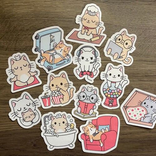 Cute Kawaii Cat Sticker Pack Cute Fun Stickers Stickers - Etsy