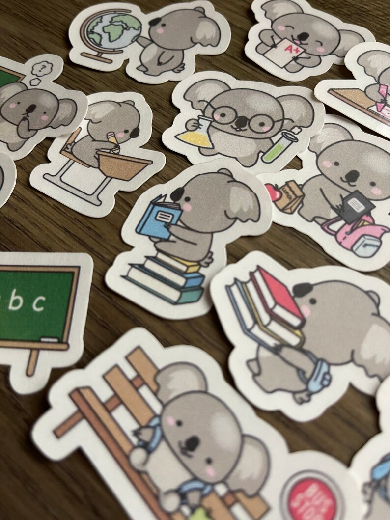 Kawaii Koalas in School Sticker Pack Cute Fun Stickers - Etsy