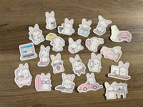 Kawaii Bunnies Having Fun Sticker Pack Cute Fun Stickers - Etsy