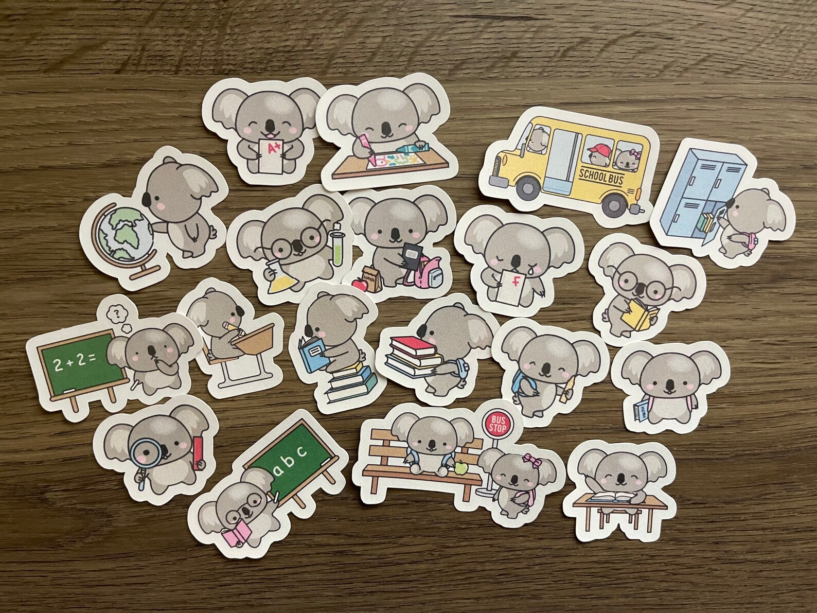 Kawaii Koalas in School Sticker Pack Cute Fun Stickers - Etsy
