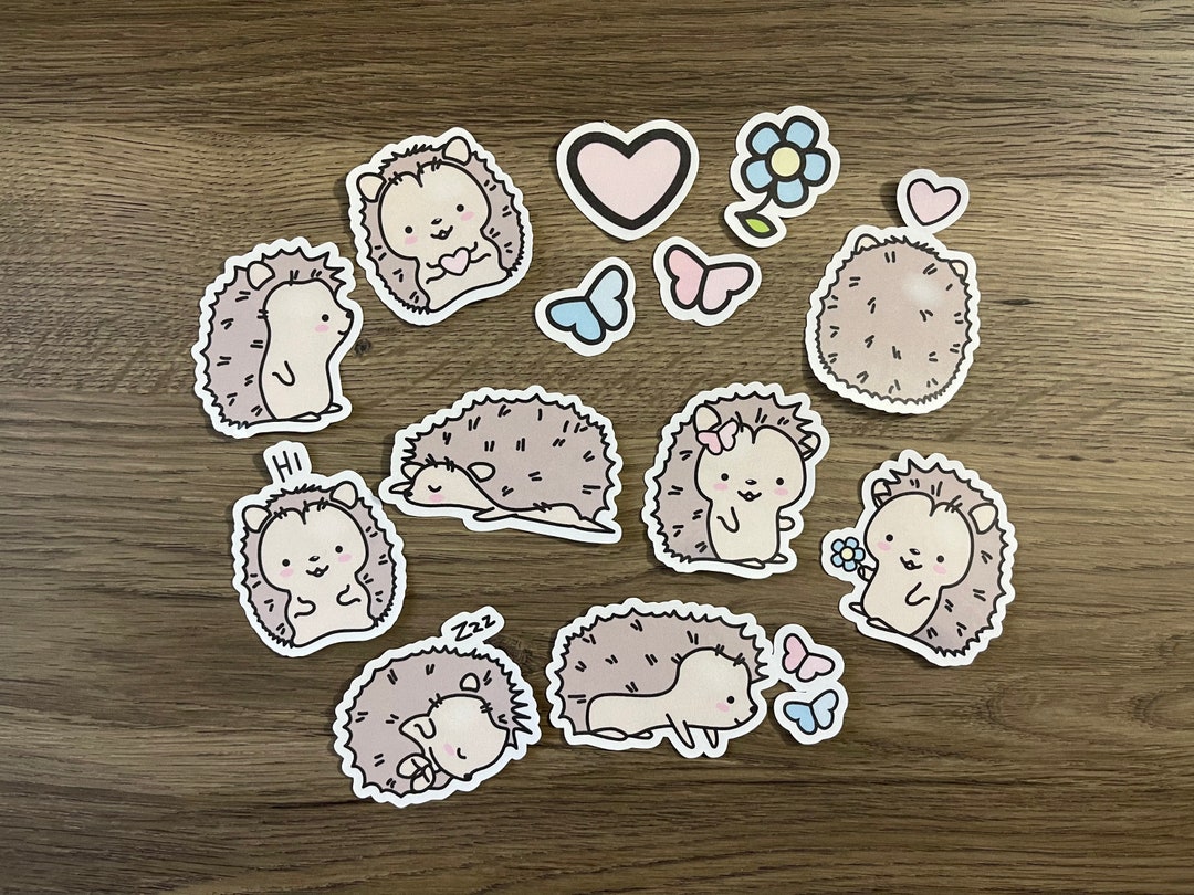 Kawaii Hedgehogs Sticker Pack Cute Fun Stickers Stickers Gift for Her ...