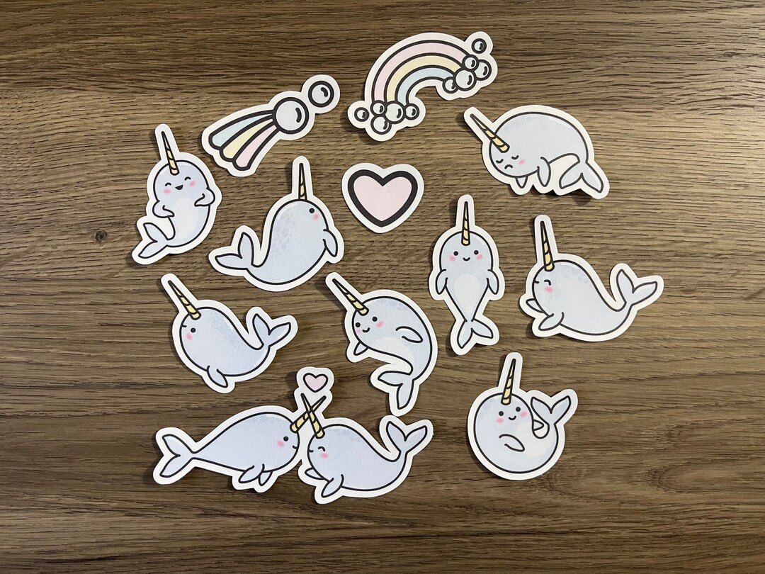Kawaii Narwhal Sticker Pack | Cute | Fun Stickers | Stickers | Gift for ...