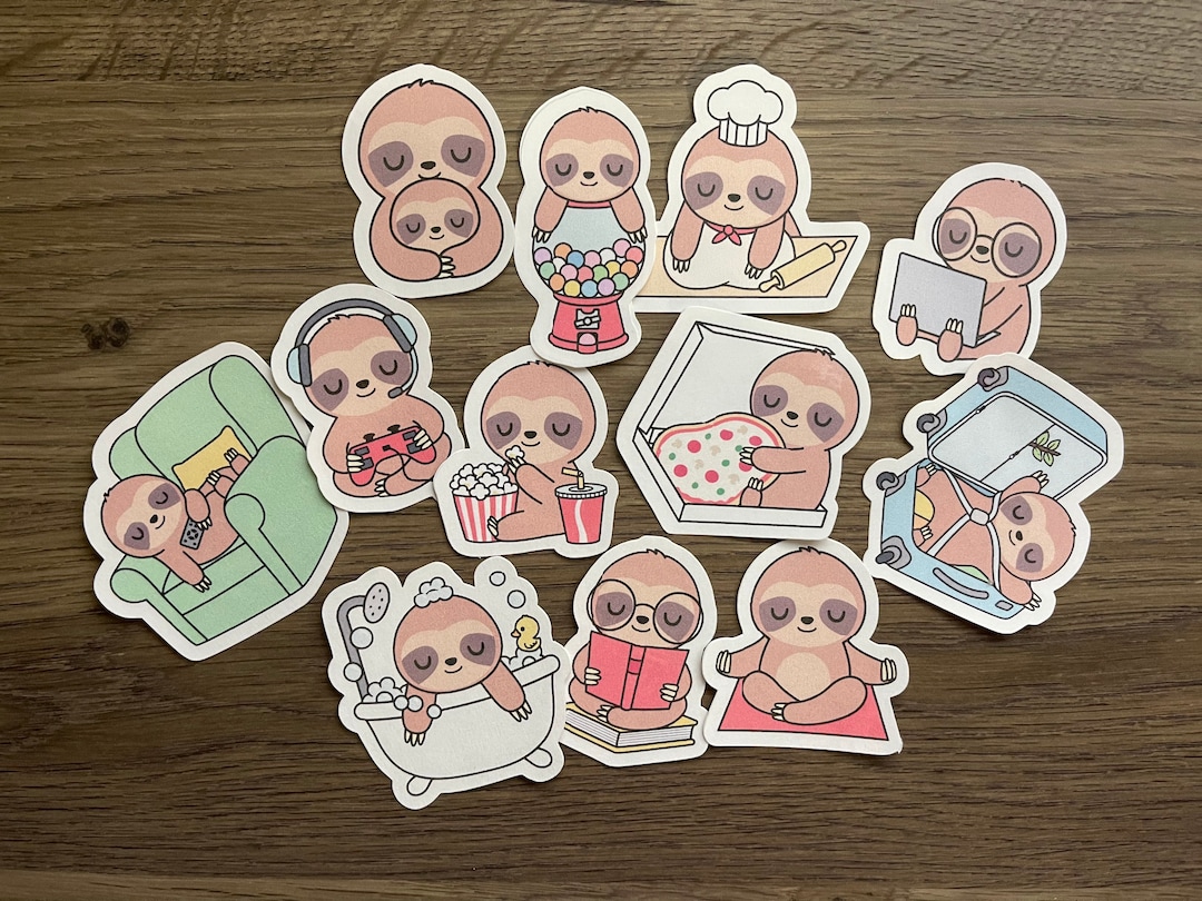 Funny Sloth Sticker Pack | Cute | Fun Stickers | Approx 1.5” X 2” Sizes ...
